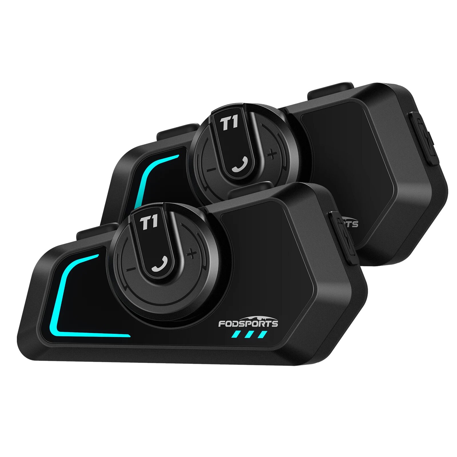 2 шт. Fodsports T1 Pro мотоциклетный домофон, Bluetooth-гарнитура для внутренней связи для шлема, 6 гонщиков 2000 м, BT5.4