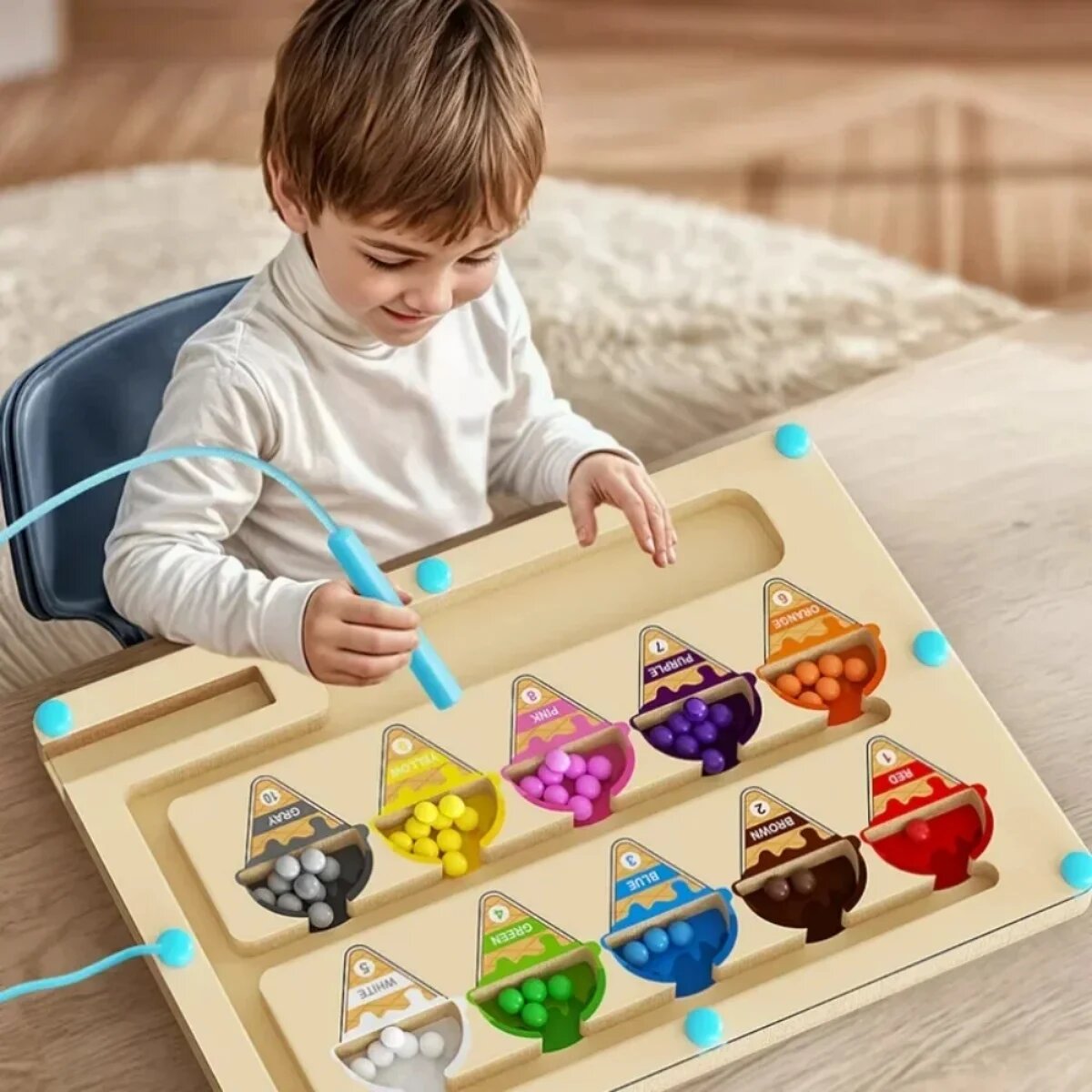 Магнитный лабиринт с шариками Montessori M--ice cream