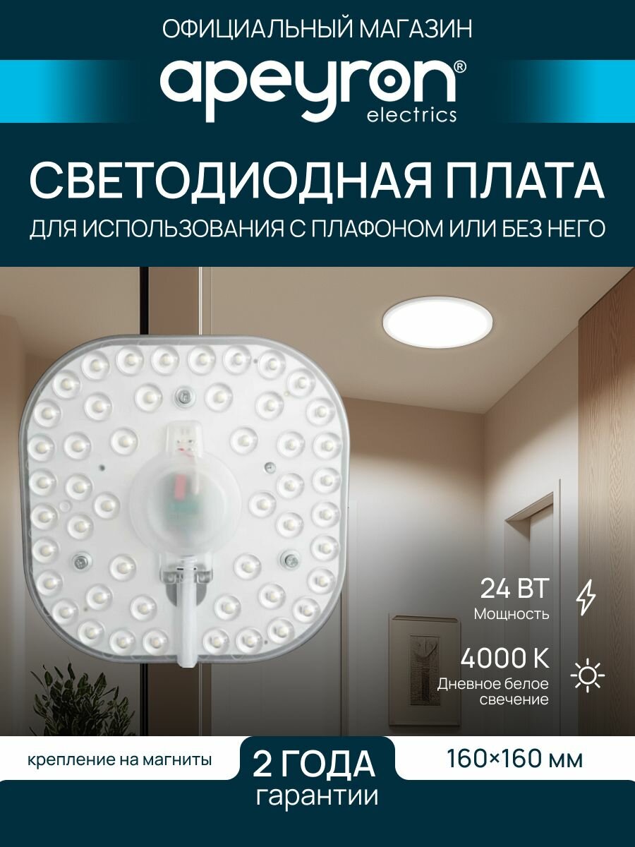 Светодиодный модульсо встроенным драйвером 24Вт, 4000К, IP20, 160х160мм