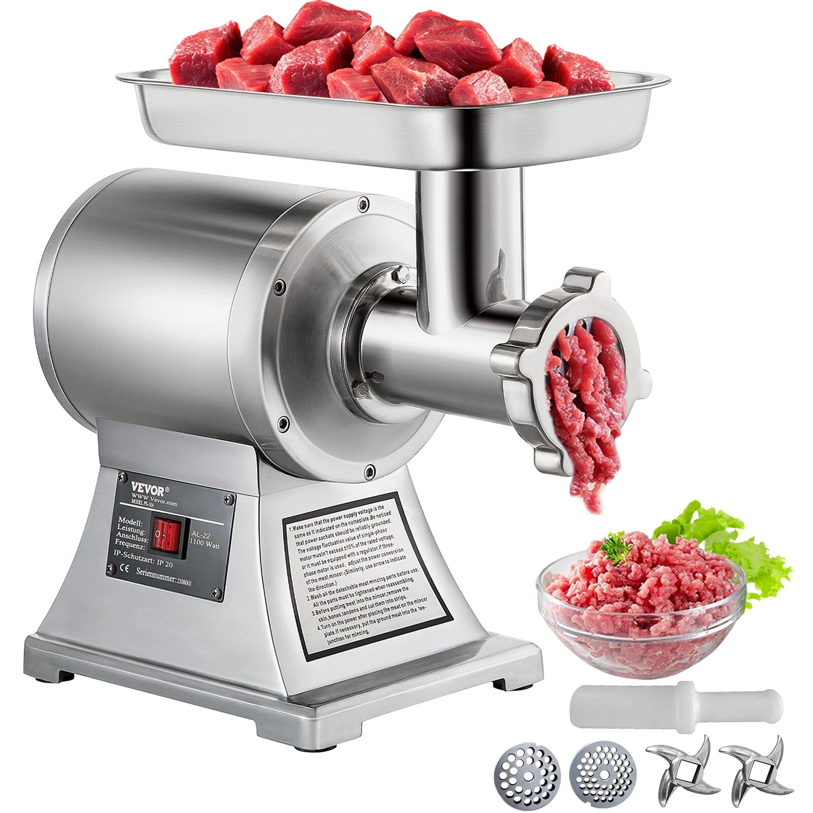 Мясорубка электрическая SucceBuy 1100 Вт портативный рубчик блендер кухонный комбайн мельница инструменты дробилка для кухни дома коммерция
