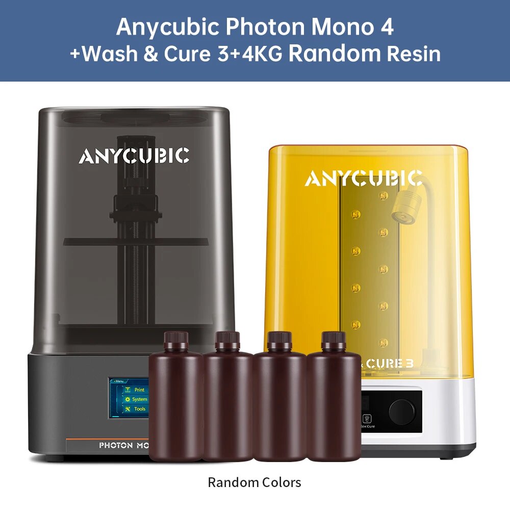 Предпродажа ANYCUBIC Photon Mono 4 3D-принтер на УФ-резине Высокоскоростной 10K 7-дюймовый высокоточный экран Размер 3D-печати 153×87×165 мм