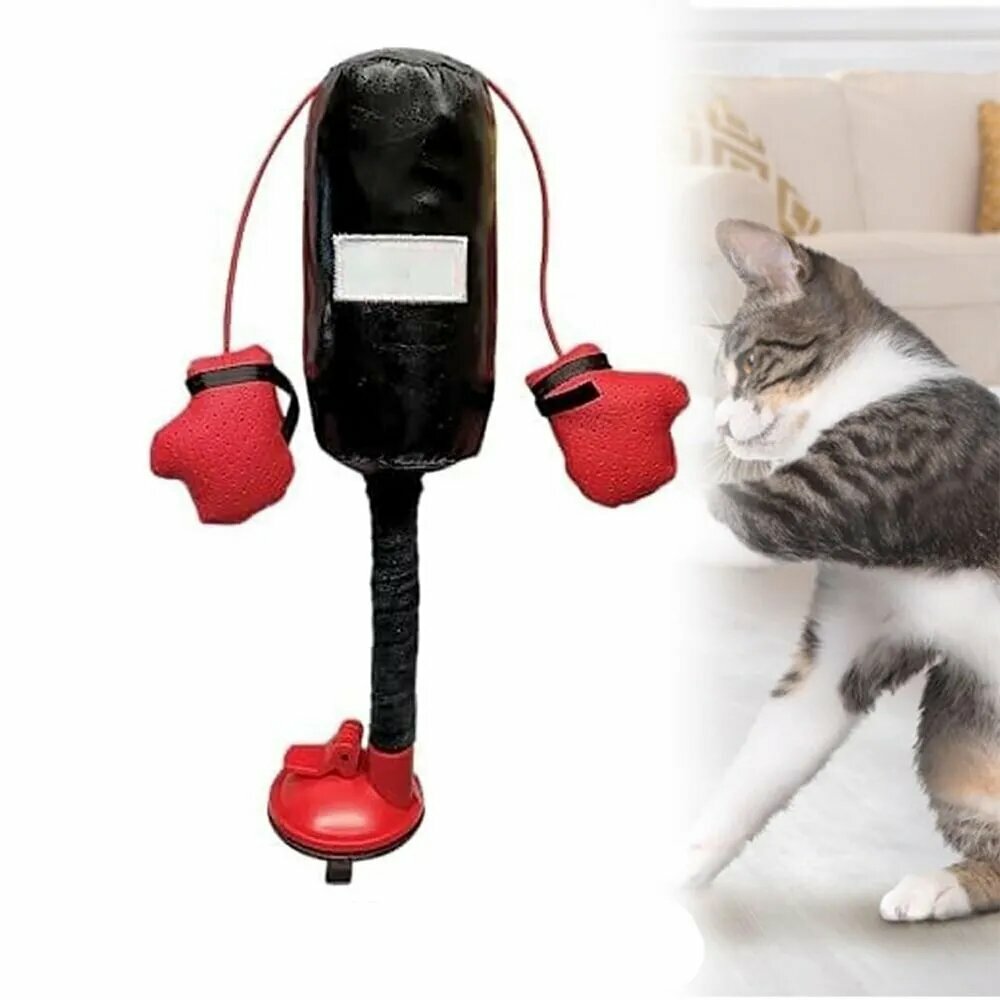 Игрушка для кошек Pet Поставки "Игра в бокс", многофункциональная, черный/красный, 29.21 см — фото 1