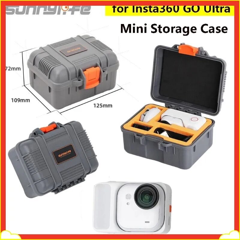 Мини-коробка Sunnylife для Insta360 GO Ultra для хранения и переноски, Водонепроницаемые дорожные чехлы в твердом корпусе