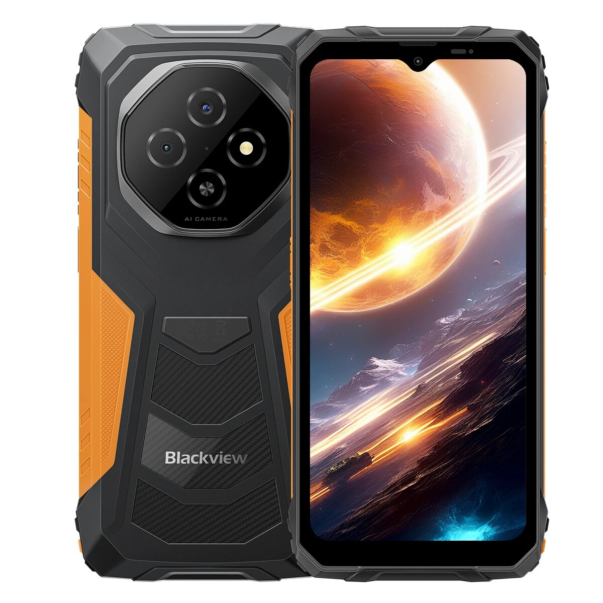 Защищенный смартфон Blackview FORT 1, 6,65-дюймовый экран, Android 15, 6 ГБ ОЗУ, 256 ГБ ПЗУ, аккумулятор 10000 мАч — оранжевый.