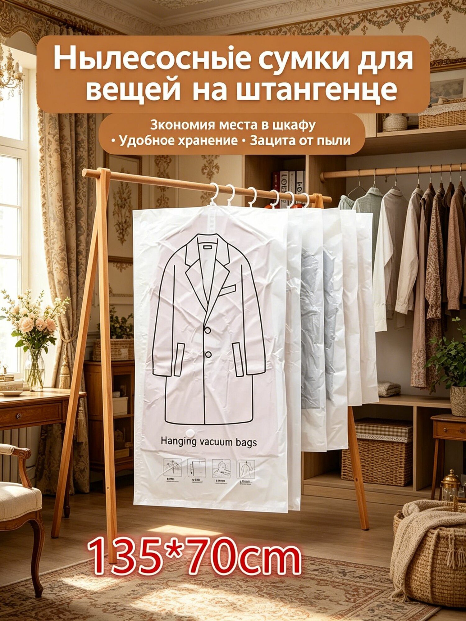 Вакуумный пакет для одежды Пуховая зимняя одежда подвесной вакуумный компрессионный мешок