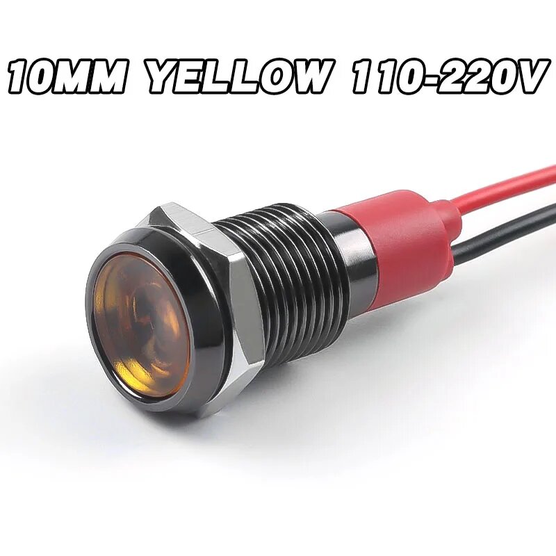 Желтый светодиодный индикатор 10 мм 110-220V