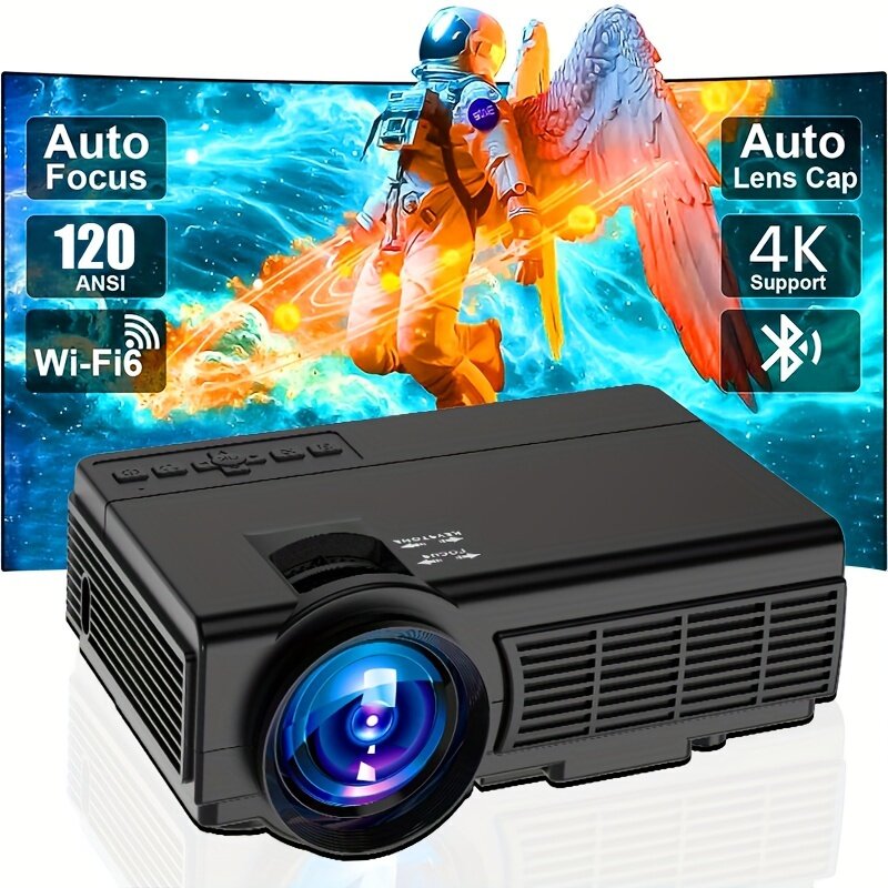 Проектор с Wi-Fi и 5G, Native 1080P, Портативный 4K Проектор для Домашнего Кинотеатра, Спальни, Вечеринок и На улице, Совместим с HDTV, USB, VGA, AV, iOS и Android телефонами