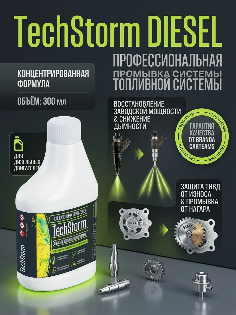 TechStorm Diesel 300мл промывка топливной системы дизельных двигателей - присадка против нагара, смолы и отложений