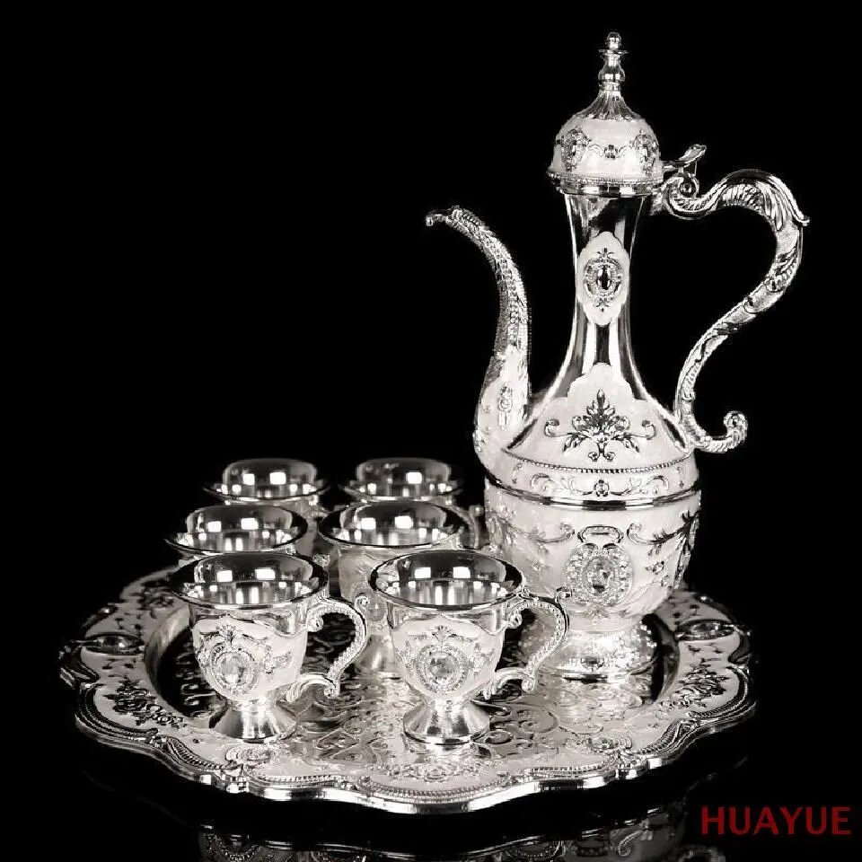 ABSON Набор из 6 рюмок и чайника из цинкового сплава, золотой, 250 мл — фото 1