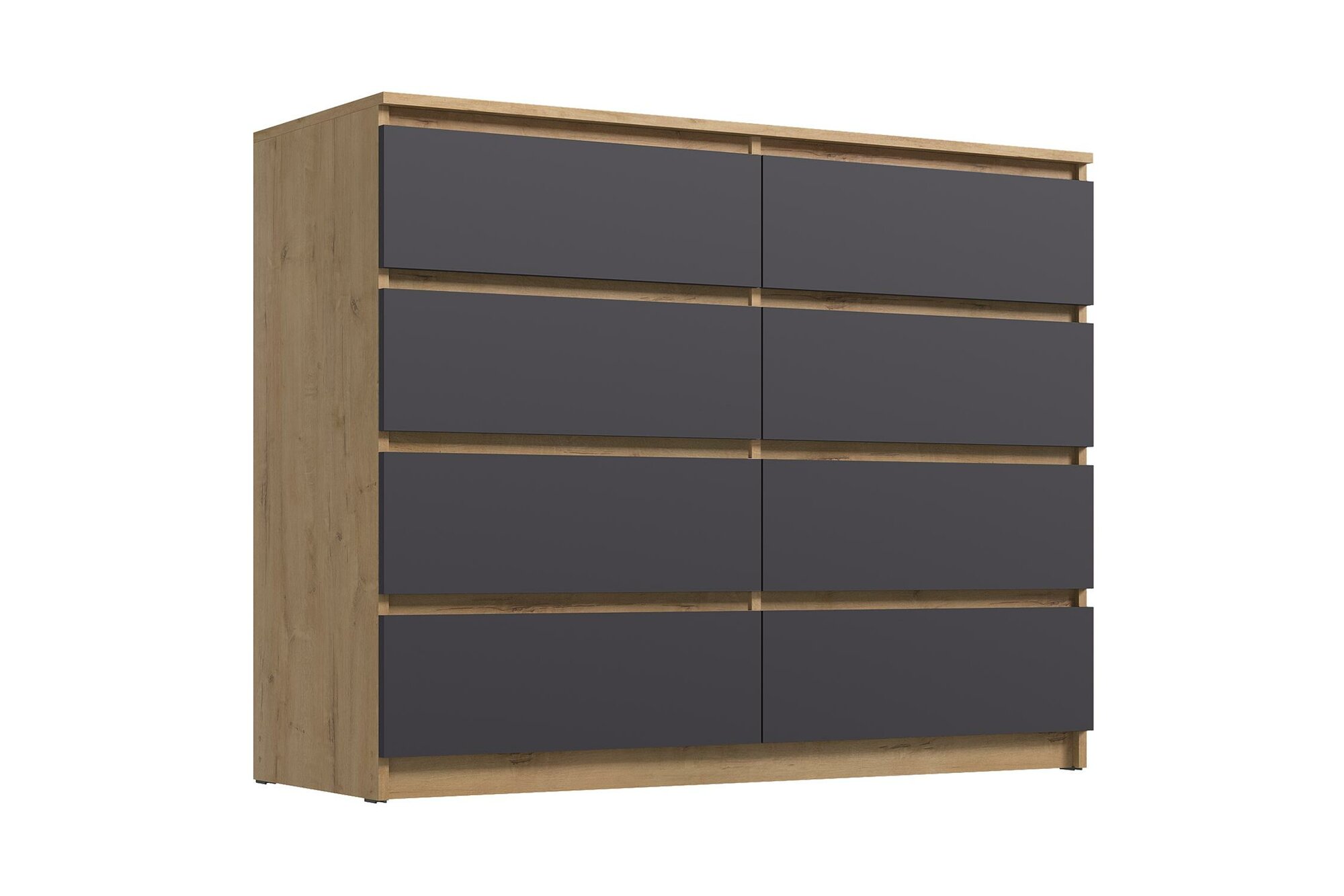 Комод для одежды Нонтон Вега Люкс, 98x46.6x123.6x см, 8 ящиков, коричневый, Графит