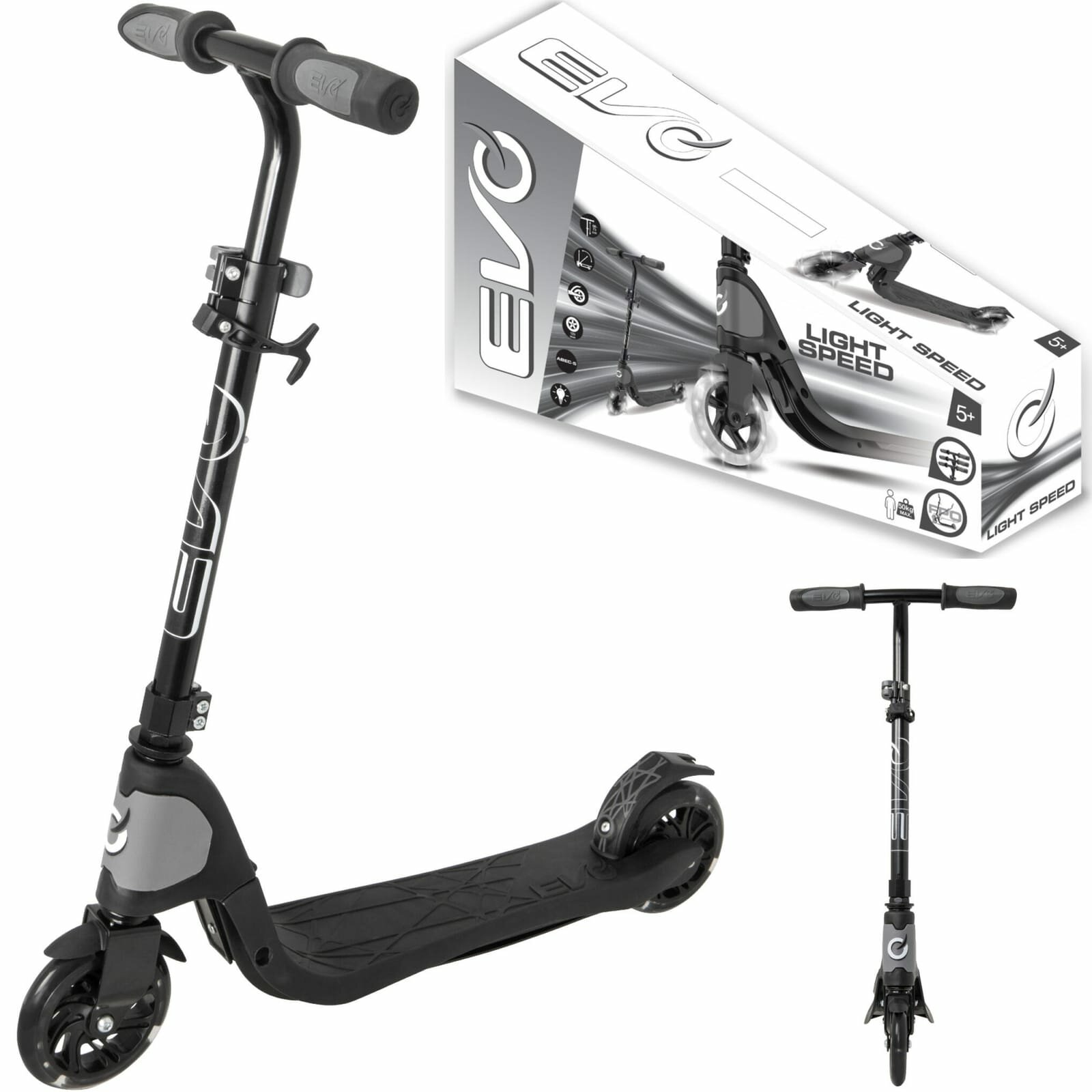 DECATHLON самокат Decathlon light speed 1670044, черный, 35-50 кг