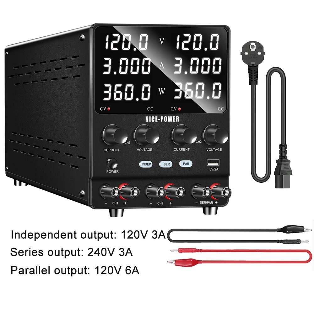 Источник питания для лаборатории NICE-Power Dual Lab Power Supply 30V 10A регулируемый 3 канала 60V 120V 240V цифровой источник питания для лабораторного стола с возможностью серии и параллели