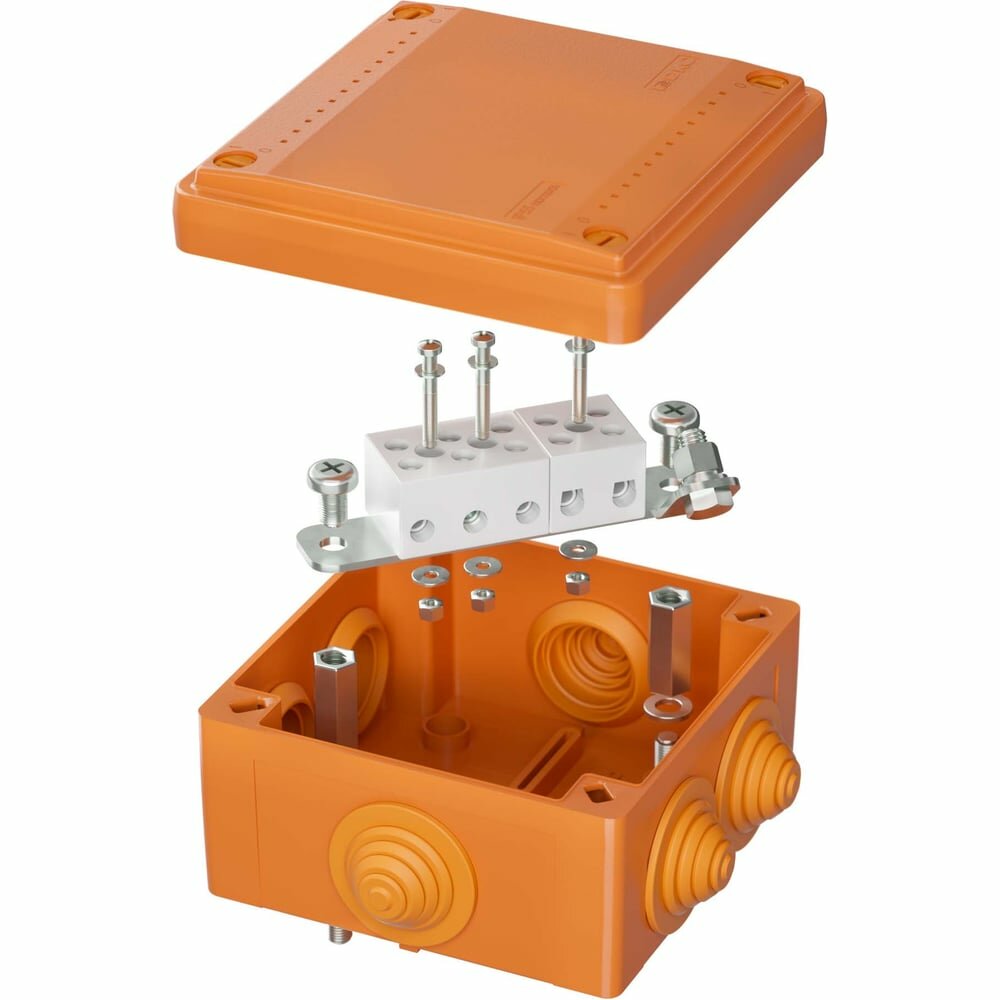 Коробка пластиковая DKC FS с кабельными вводами и клеммниками, IP55, 100x100x50 мм, 5р, 450V, 20A, 10 мм2 1 ШТ FSB11510