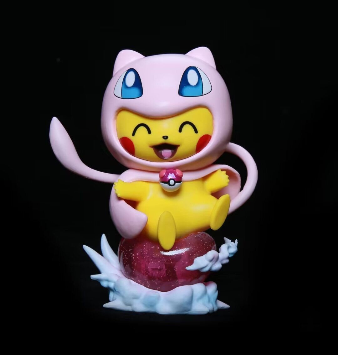 Фигурка Pokemon Pika Chu в образе Mew, коллекционная модель ПВХ, на подставке, высота 17 см