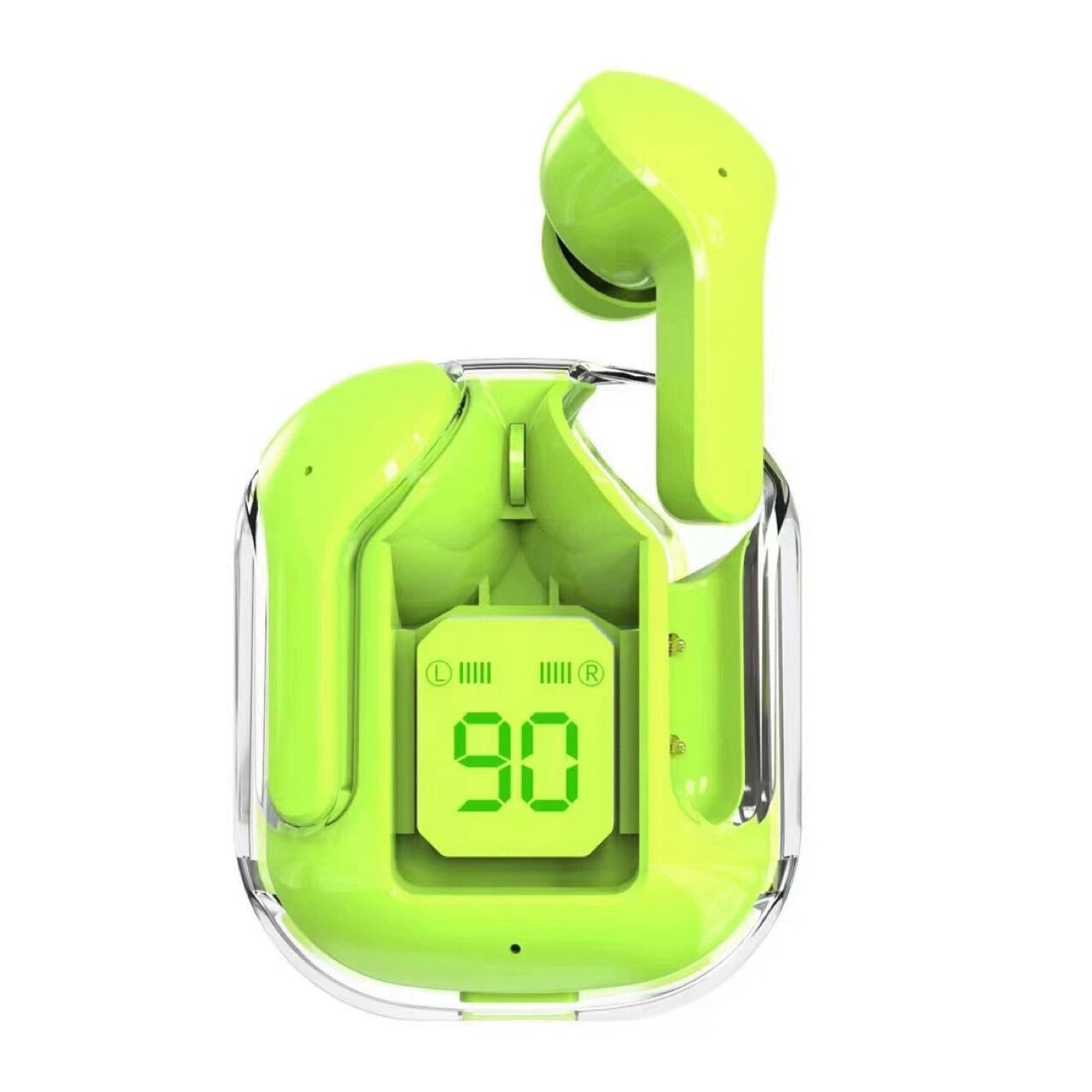 Беспроводные TWS-наушники Air31 Bluetooth 5.3 прозрачный кейс поколение 1 зеленый