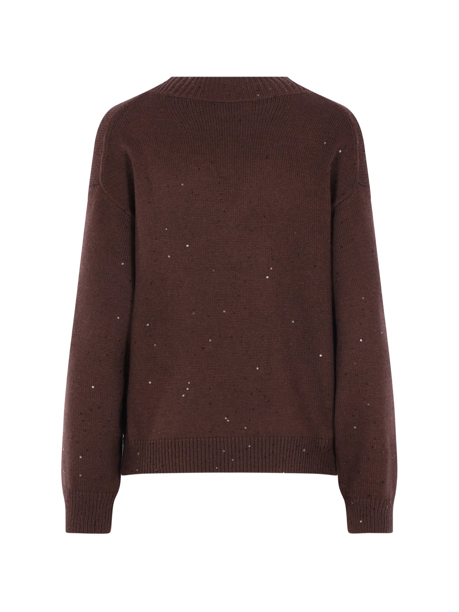 Свитер BRUNELLO CUCINELLI Sequin-embellished V-neck sweater, размер 44, , коричневый — фото 1