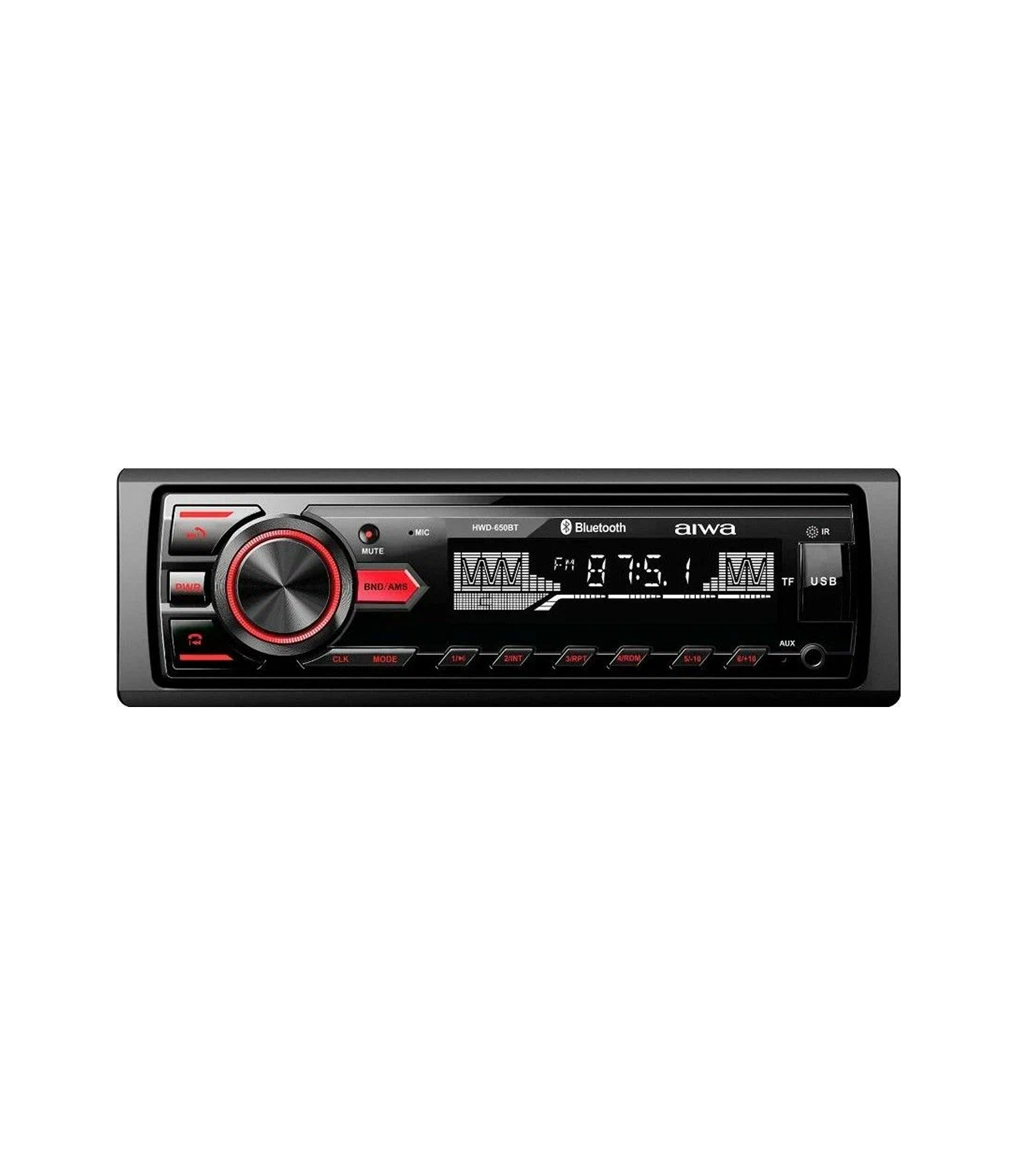Автомагнитола AIWA HWD-650BT, черная, MP3/WMA, Bluetooth, двухцветная подсветка