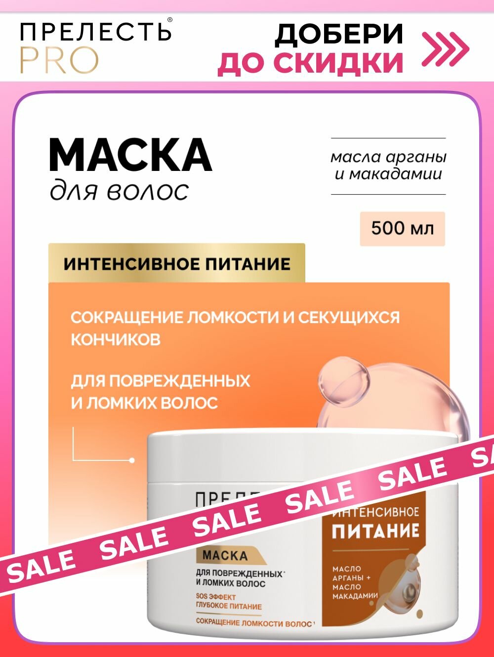 Маска для волос профессиональная восстанавливающая Professional Интенсивное питание 500 мл профессиональная маска для волос восстанавливающая маска интенсивное питание уход за волосами