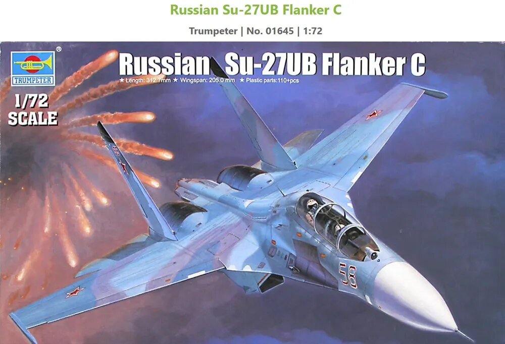 Trumpeter 01645 1/72 Российский Су-27УБ Фланкер-С Пластиковая модель самолёта