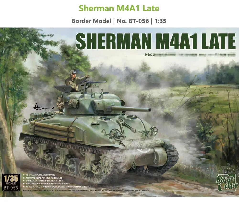 Border Model BT-056 1/35 Sherman M4A1 Поздний комплект модели сборки танка