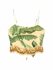 Топ FARM RIO Beaded-fringe leaf-print top, размер 48, ochre yellow
