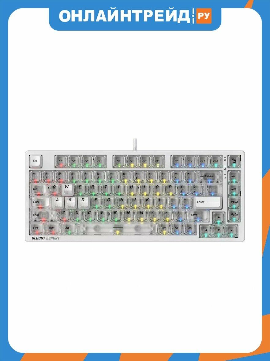 Клавиатура A4TECH MS76 белый USB Multimedia for gamer LED