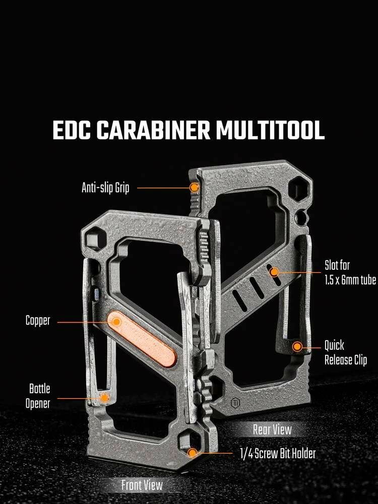 Карабин-мультитул 3 в 1 KeyUnity KU07 Titanium Multitool Carabiner — фото 1
