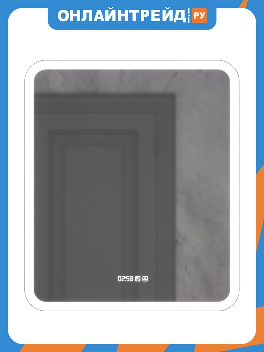 Зеркало Mixline "Стив-3" 600*700 (ШВ) сенсорный выключатель, часы + подогрев