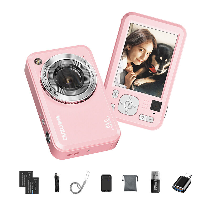 Цифровые камеры унисекс CAIZU 1317202741, 5P HD Lens+Front and Back Dual Camera+Dual Battery, Cherry Blossom Pink