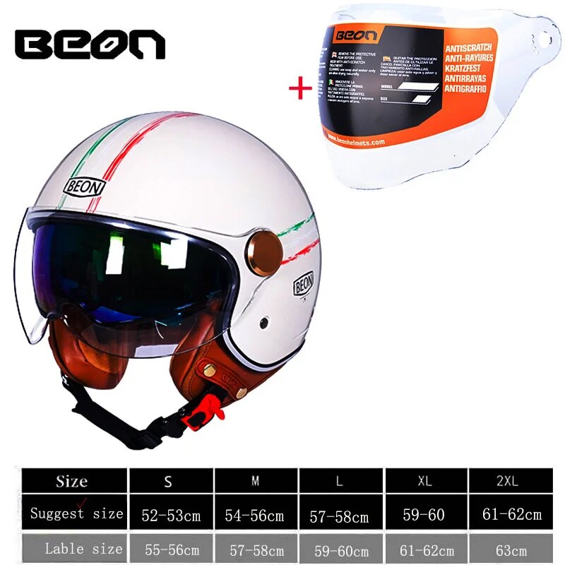 BEON Белый мотошлем открытый S, Milk white 147