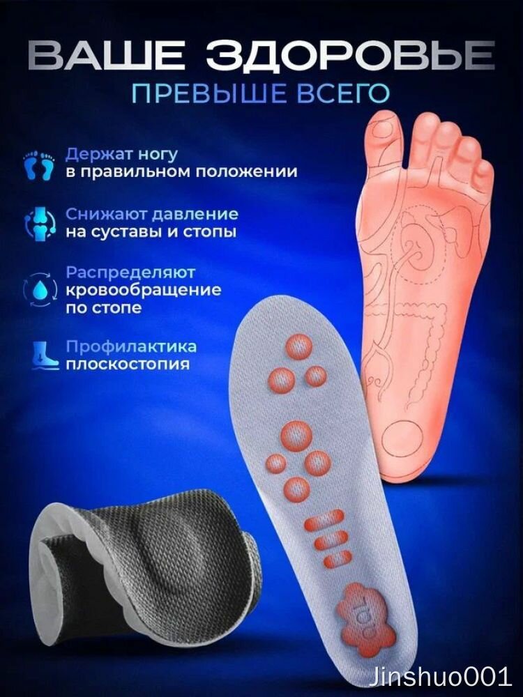 Стельки анатомические UP PRO: активная вентиляция, амортизация, ультра легкие, 35-46 размер, для обуви — фото 1