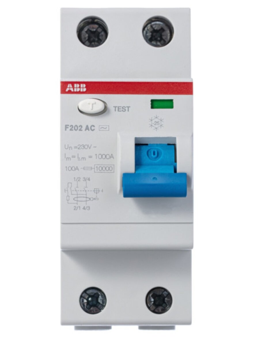 Устройство защитного отключения (УЗО) Abb 2p 16А 10мА тип AC F202 2CSF202001R0160