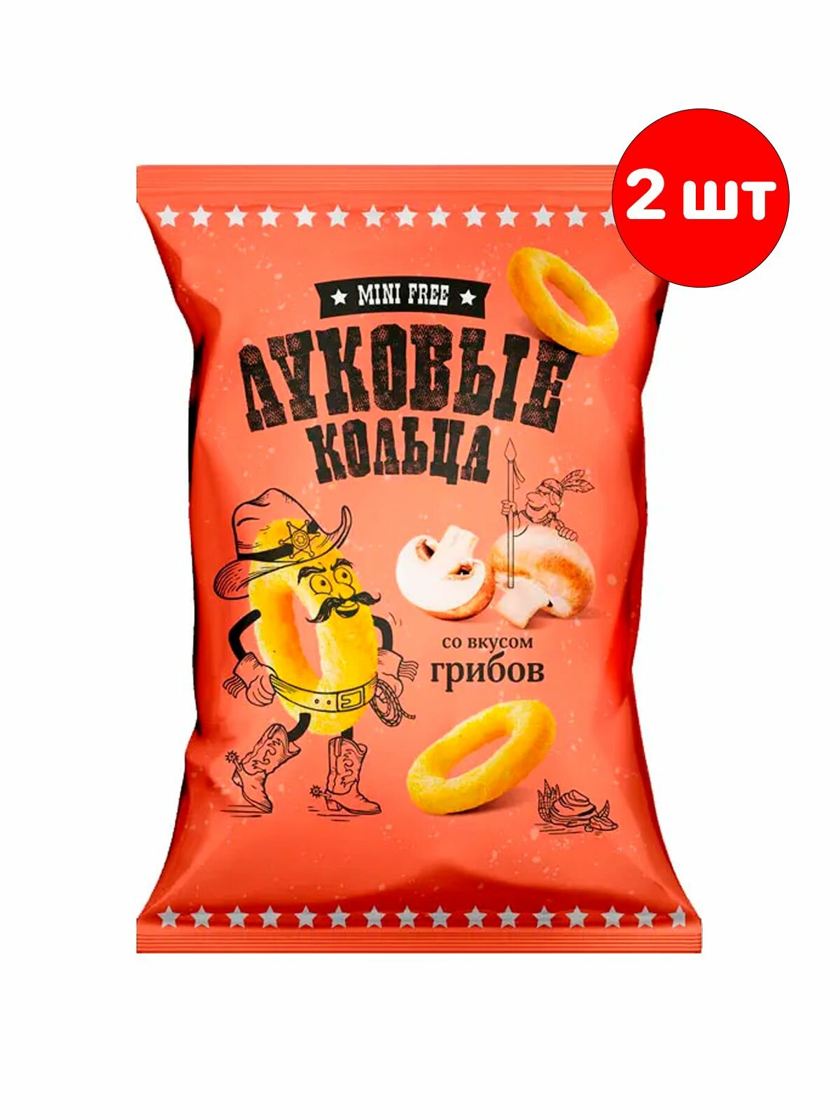 Луковые кольца со вкусом грибов Mini Free, 45 г, 2 штуки
