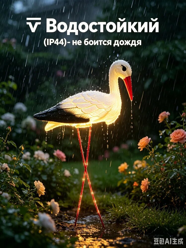 Фигурка садовая "Аист" светящаяся, водостойкая, на газон, 2 шт. — фото 1