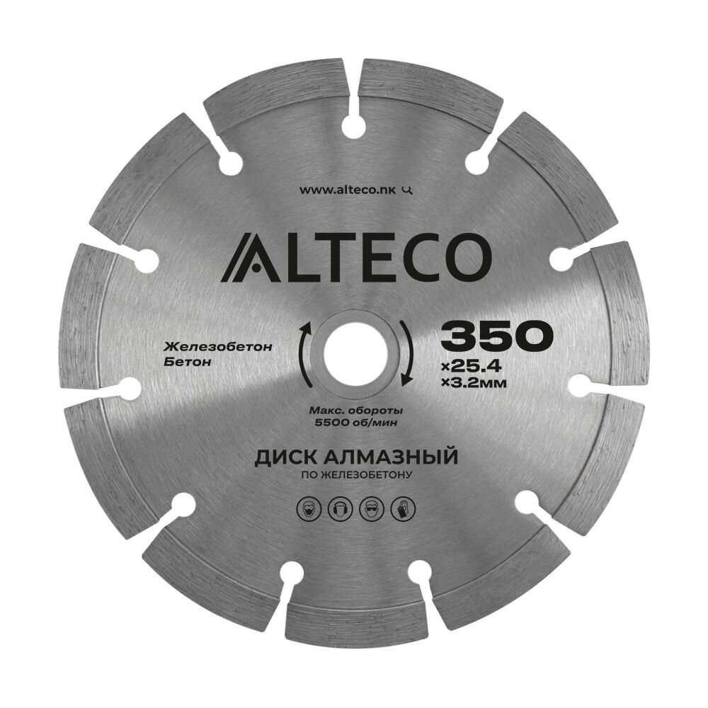 Диск алмазный по железобетону ALTECO 350x25.4x3.2 мм (66490)