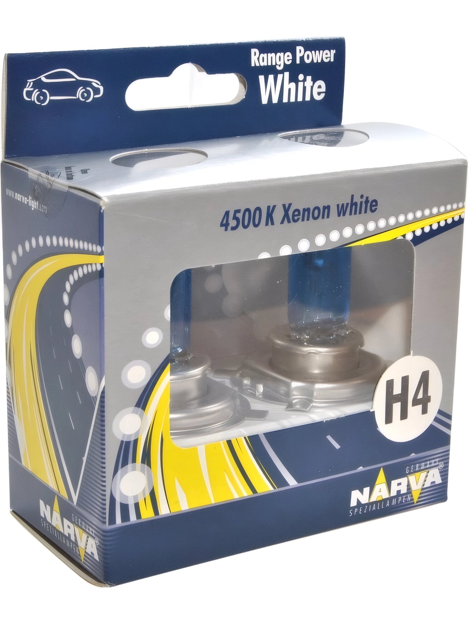 Лампа галогенная NARVA RANGE POWER H4 12V 55W WHITE 4500K (2шт)