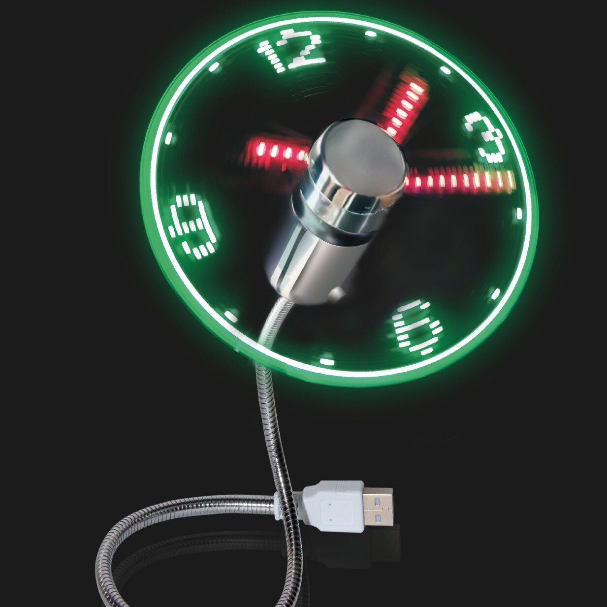 Портативный вентилятор, USB, с часами, светодиодный, 40x8,8x0,08 см