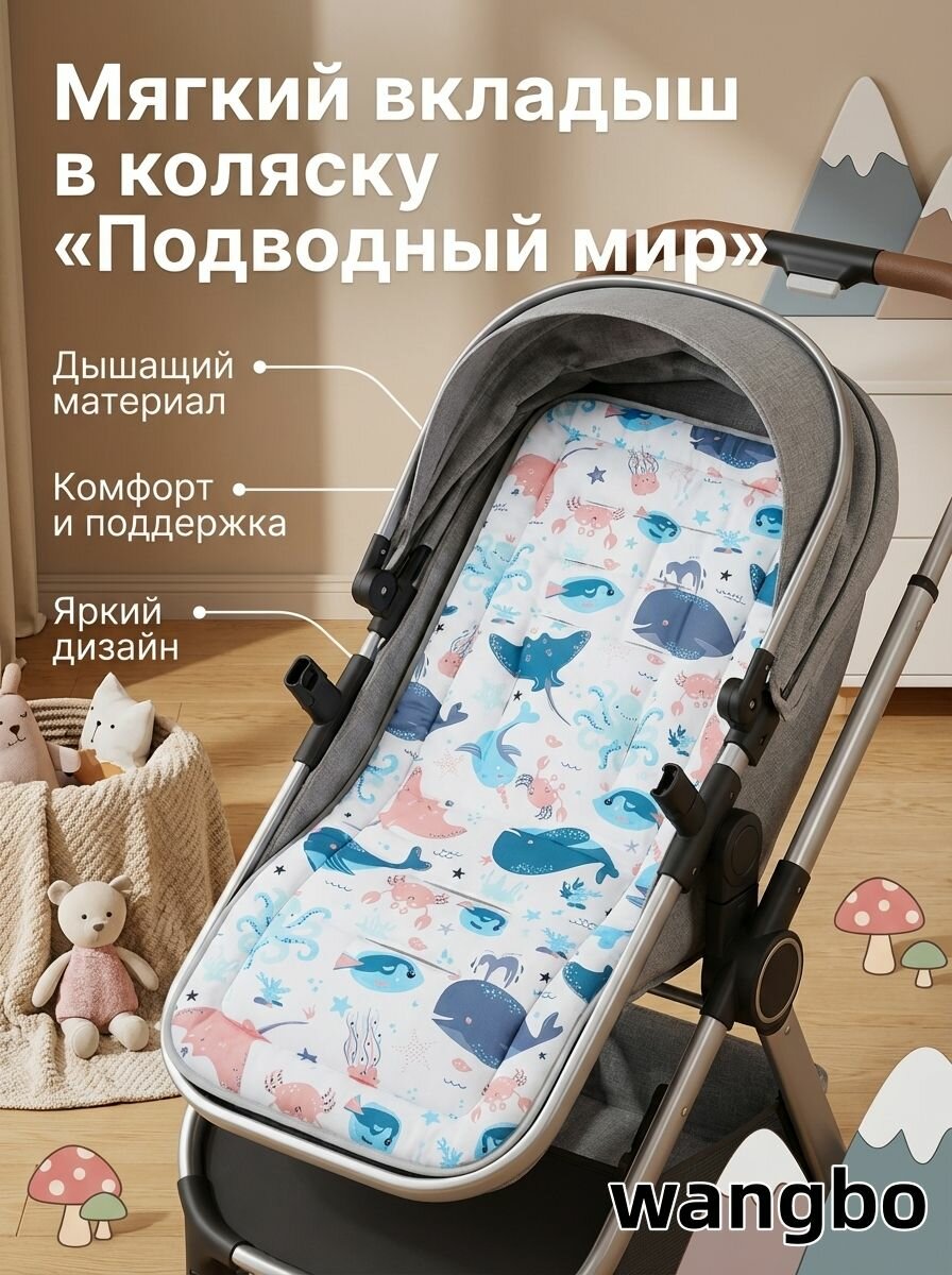 Матрасик в прогулочную коляску вкладыш в автокресло зимний для коляски для автокресла на зиму