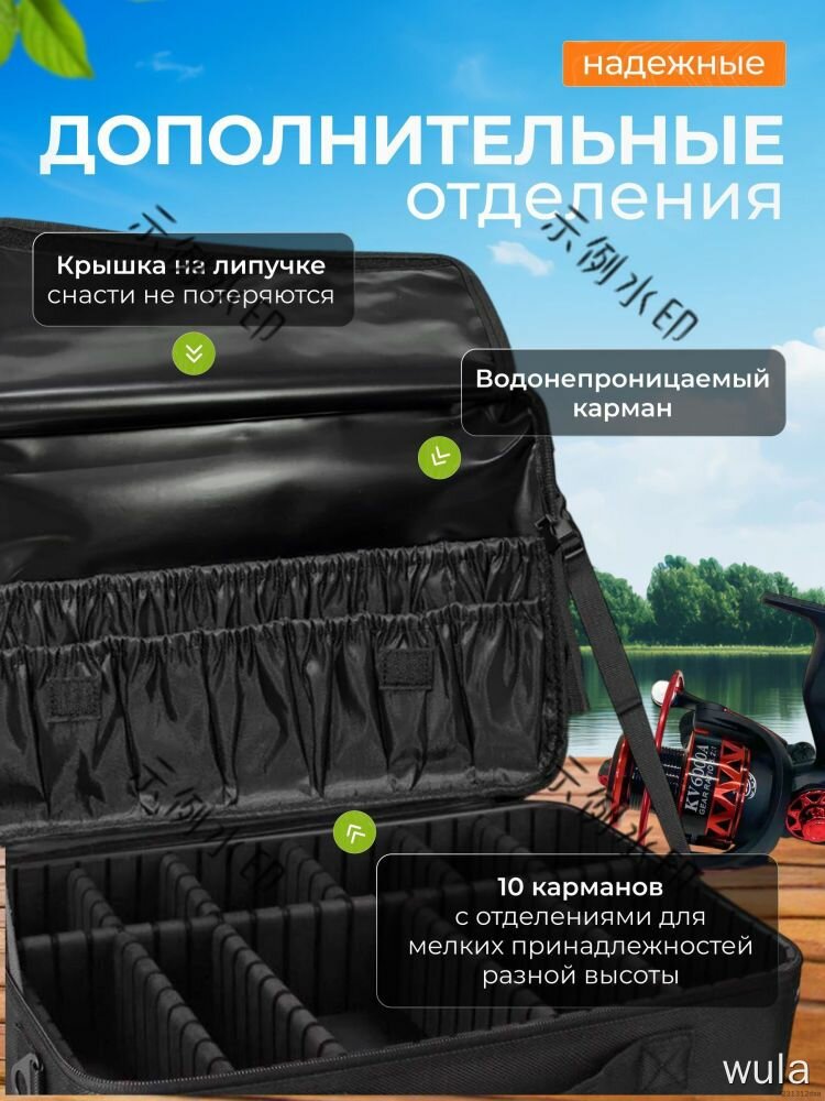 Рыболовная сумка XXL, 18 литров, 40x29x14 см, для снастей, с сумкой для рыбалки — фото 1