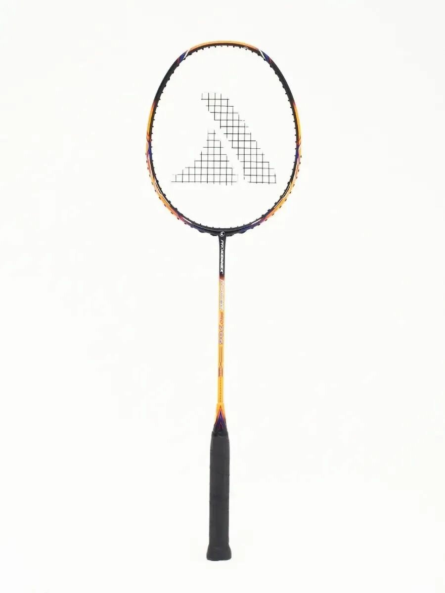 Ракетка Power Pro 706, бадминтон, карбоновый стержень, чёрная/оранжевая