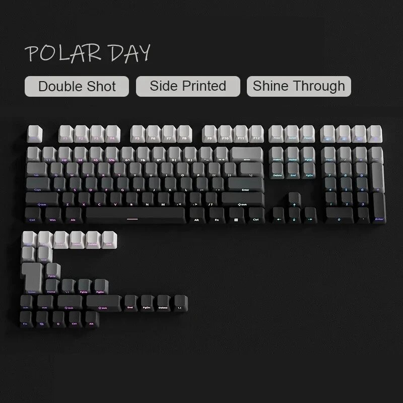 Черные Кейкапы PBT Double Shot OEM 75% для механической клавиатуры Черный, Polar Day(opp)