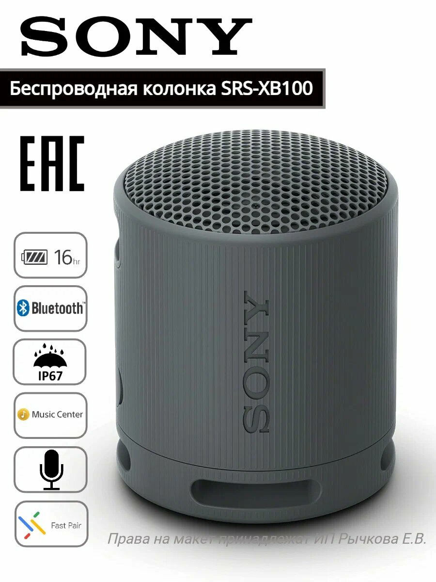 Беспроводная колонка SRS-XB100, влагозащищенная