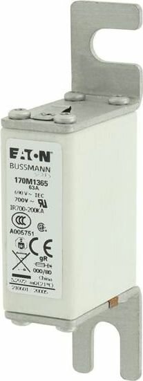 BUSSMANN 170M1365 Предохранитель быстродействующий с характеристикой GR, 63А, 690VAC, 000/80, 1шт