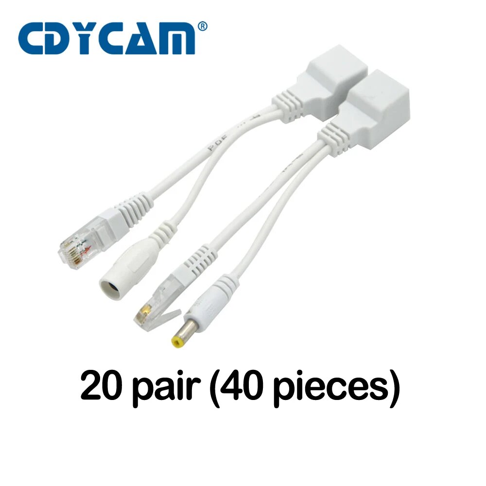 Cdycam набор кабелей и соединителей PoE 40 шт.