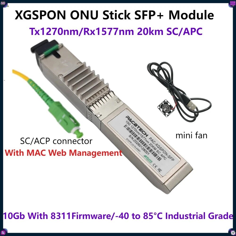Groupwin XGSPON ONU STICK 8311 SFP+ 10G 1270/1577нм SC/APC/UPC SC APC Firmware 8311