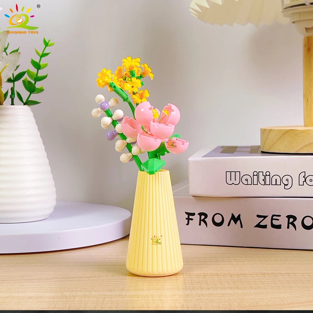 Конструктор HUIQIBAO TOYS, букет цветов, 124 детали, Цвет: No. 7-5