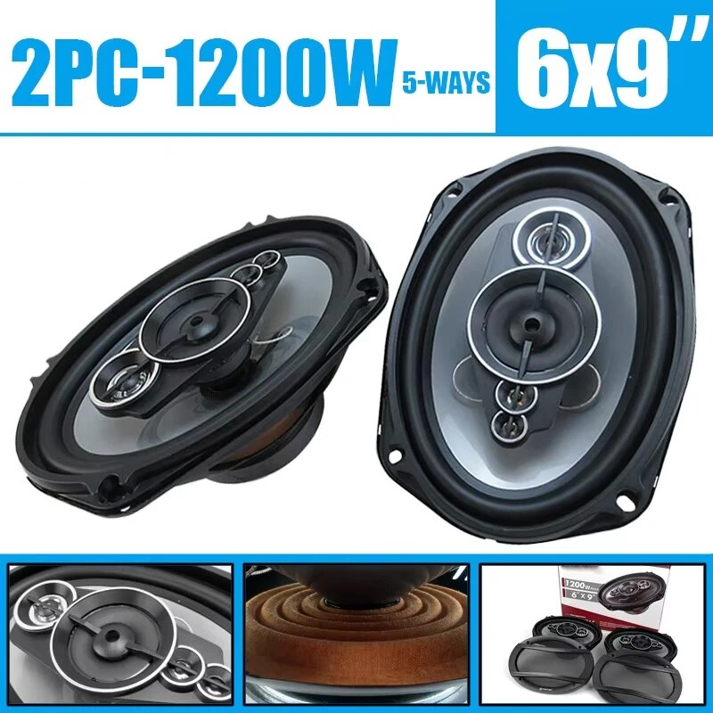2x1200 Вт 6x9 Дюймов 2400 Вт 5-канальный Коаксиальный Автомобильный Аудиодинамик, Высококачественный Полнодиапазонный Твитер