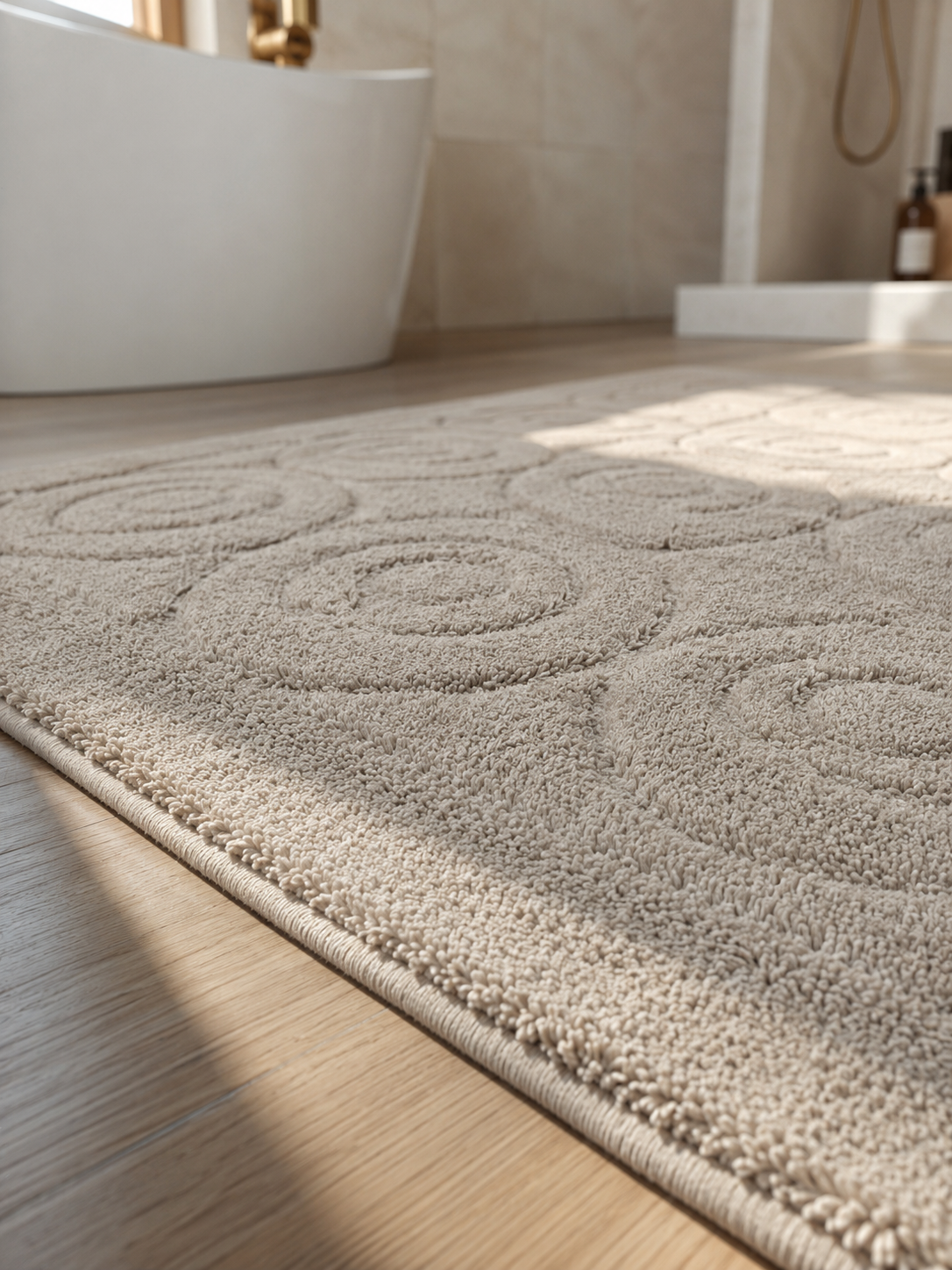 Коврик для ванной и туалета Natali's Carpets, влаговпитывающий, нескользящий, бежевый 80x120 см,
