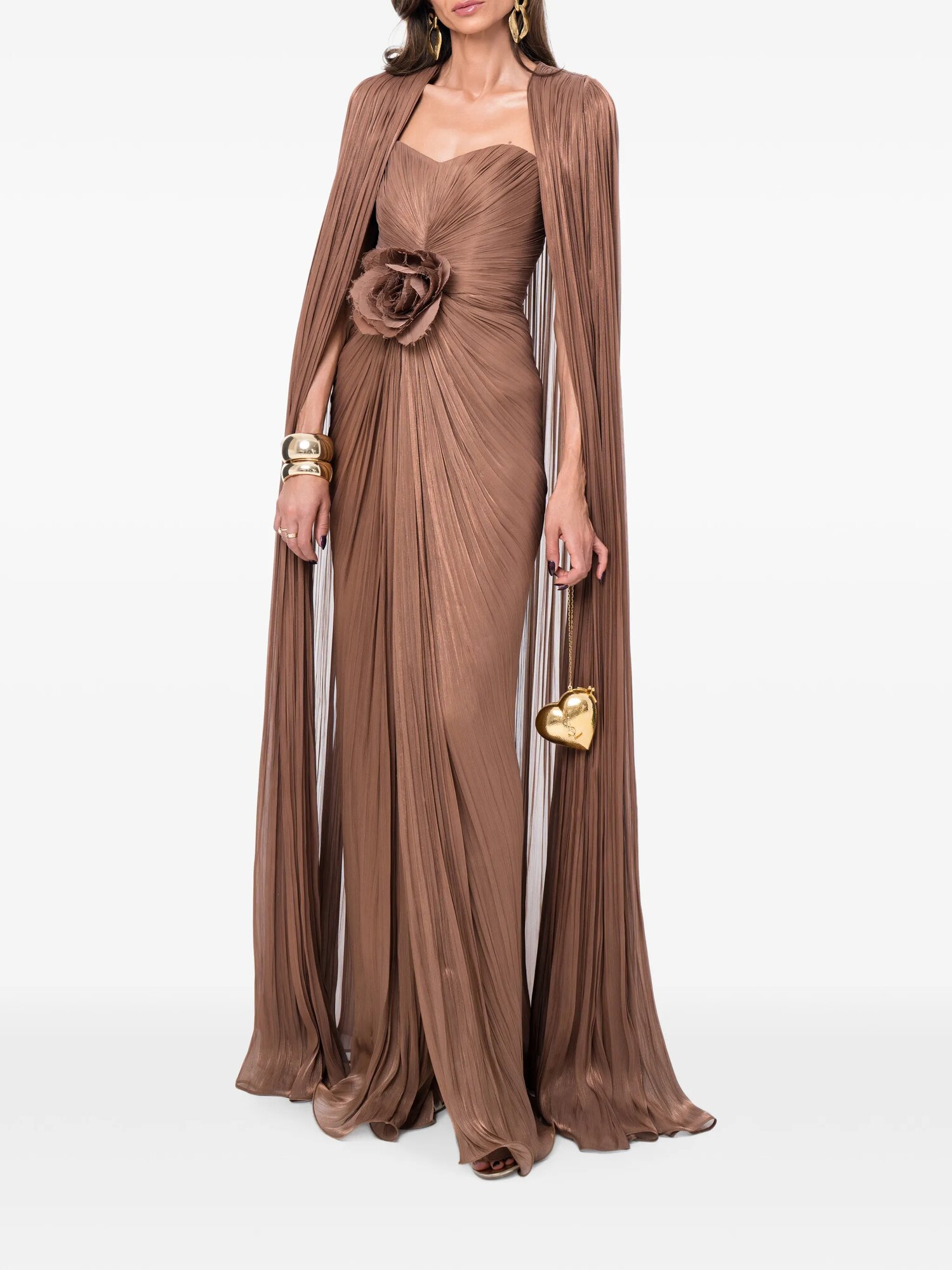 Платье Floral-detail pleated maxi dress