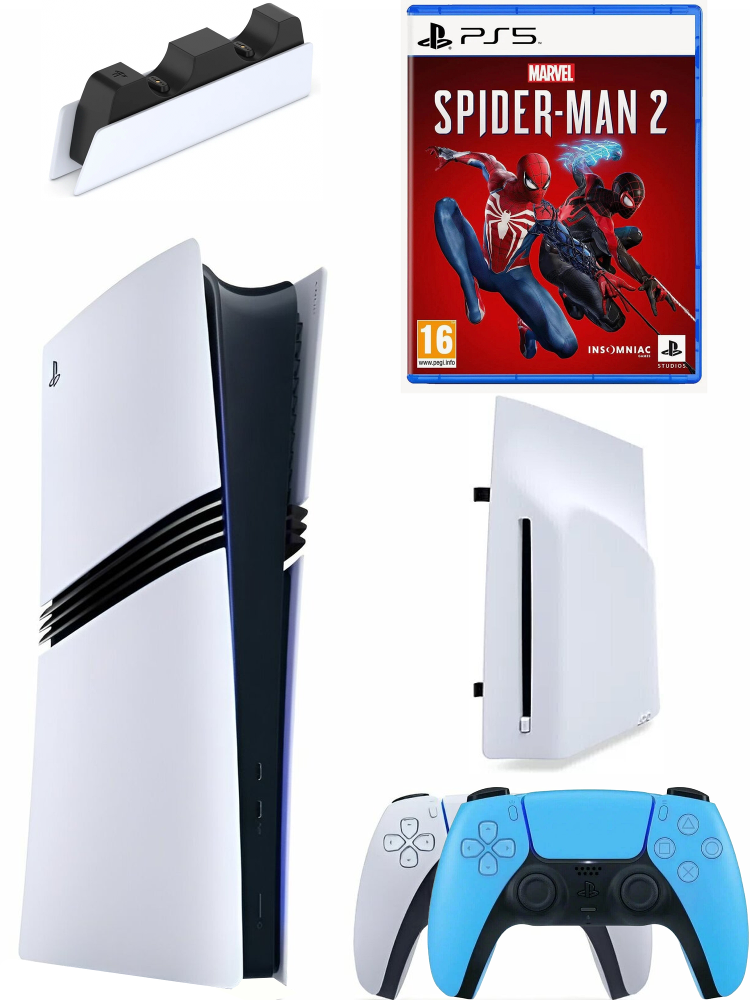 Игровая приставка Sony PS 5 Pro Digital Edition+Зарядная станция+ Дисковод +2-ой геймпад+Marvel Spider Man 2, 2Tb SSD